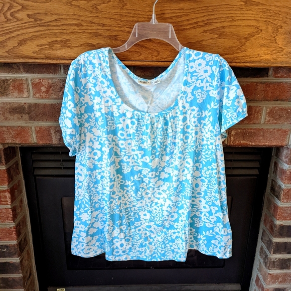 Cato | Tops | Cato Brand Blue And White Floral Print Top Womens Plus ...
